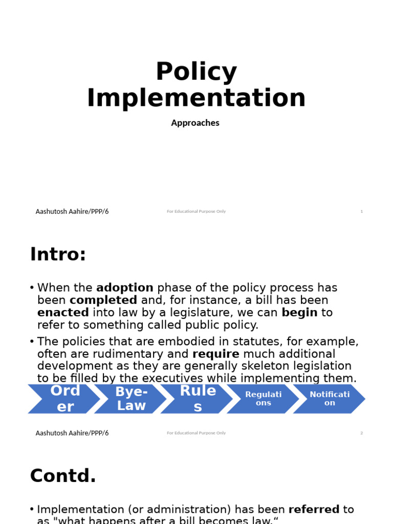1 Policy Implementation | PDF | Policy | Learning