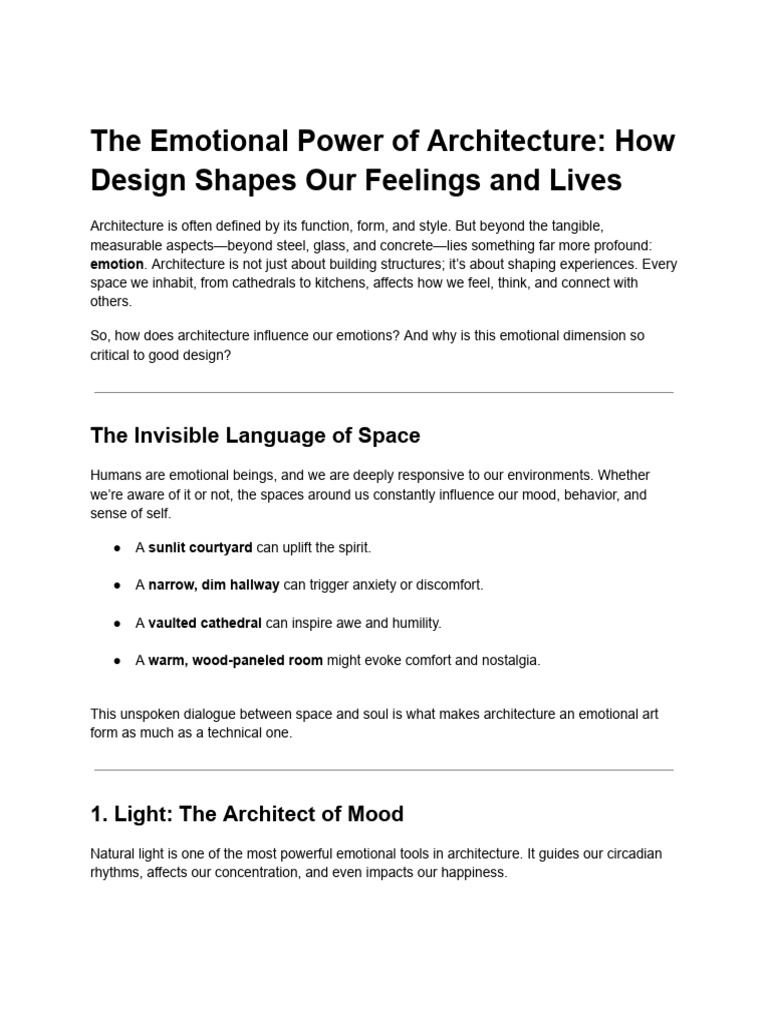 Emotional Impact of Architectural Design | PDF | Color | Emotions