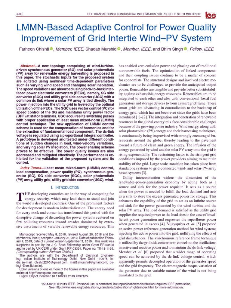 LMMN-Based Adaptive Control For Power Quality Improvement of Grid ...