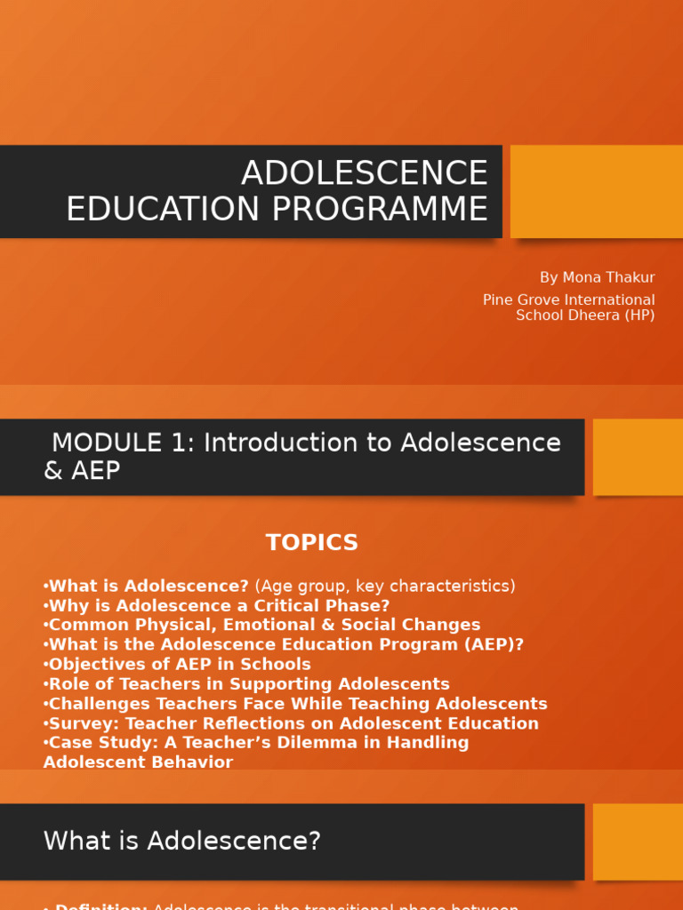 Adolescence Education Programme | PDF | Adolescence | Sex Education