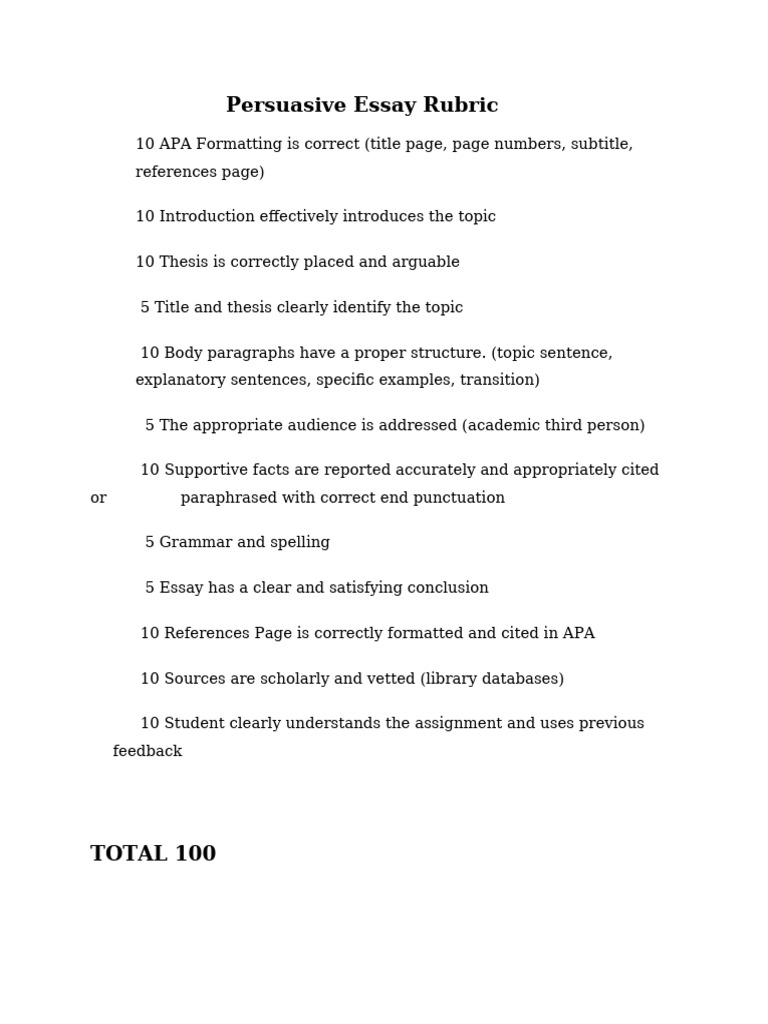 Persuasive Essay Rubric 2(1) | PDF