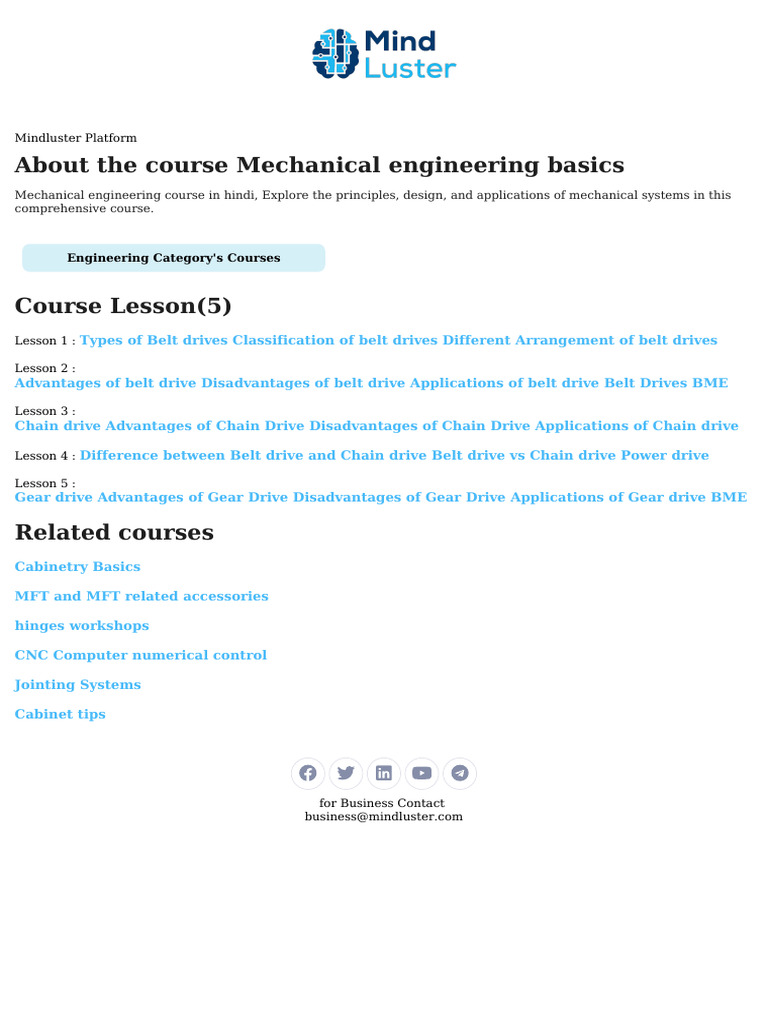 Mechanical Engineering Basics Course Content | PDF