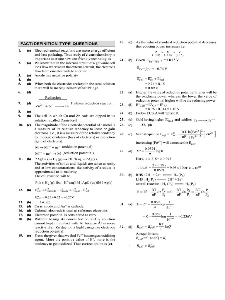 Electrochem Solution | PDF
