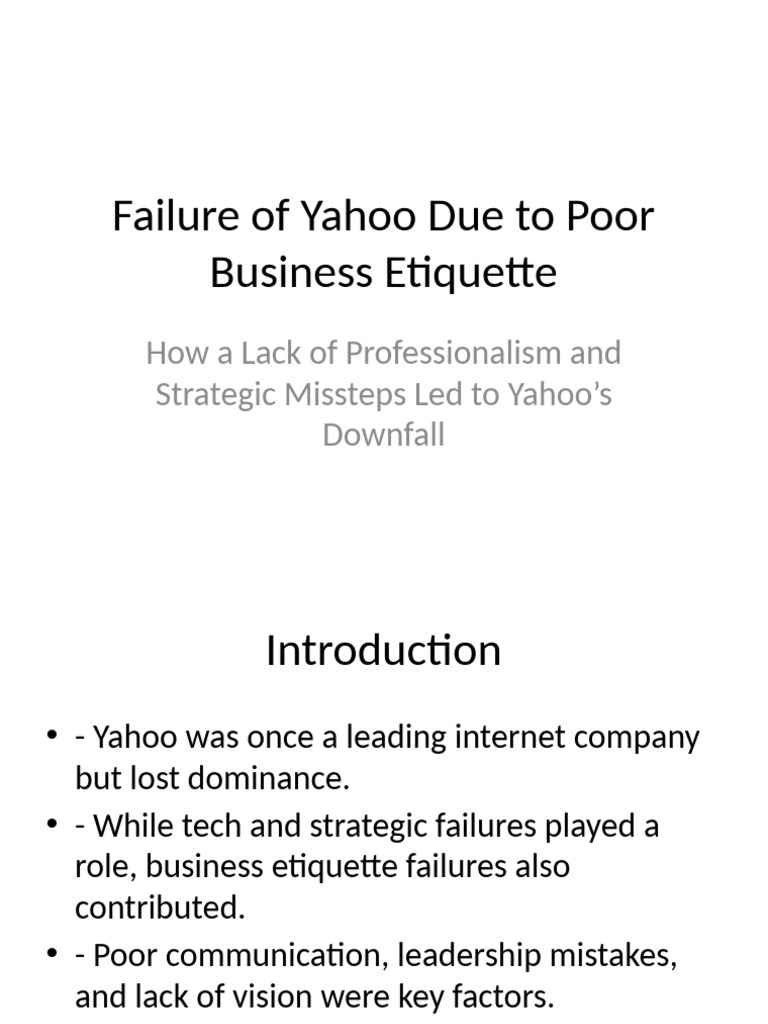 Yahoo Business Etiquette Failure | PDF
