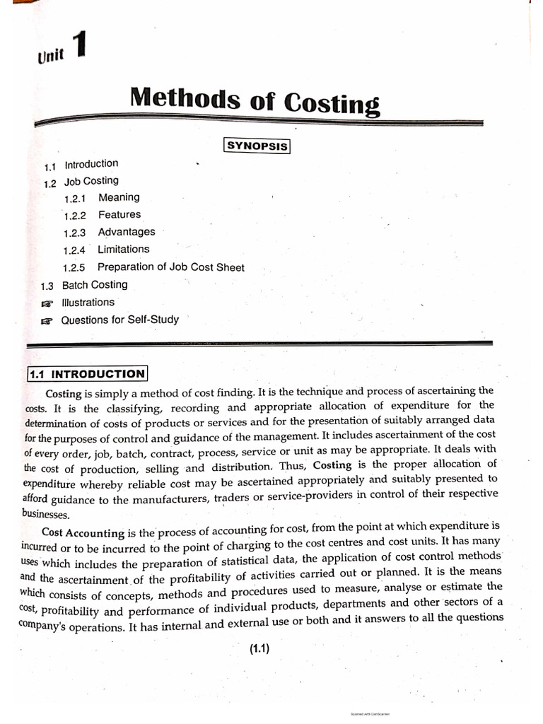 01.methods of Costing (Costing Ii) | PDF