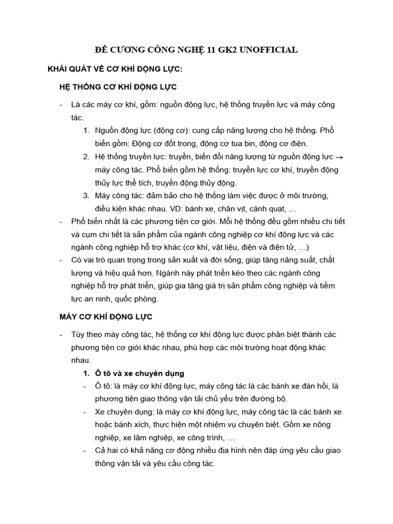 ĐỀ CƯƠNG CÔNG NGHỆ 11 GK2 UNOFFICIAL | PDF