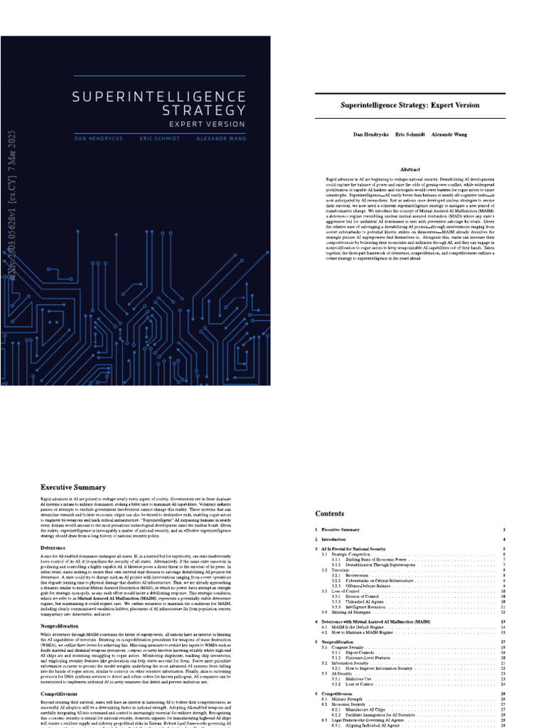 Superintelligence Strategy | PDF | Artificial Intelligence | Intelligence (AI) & Semantics
