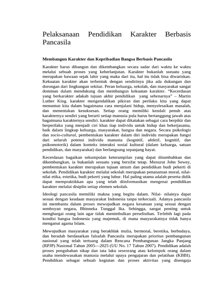 Esensi Pancasila sebagai Pondasi Pendidikan Karakter | PDF