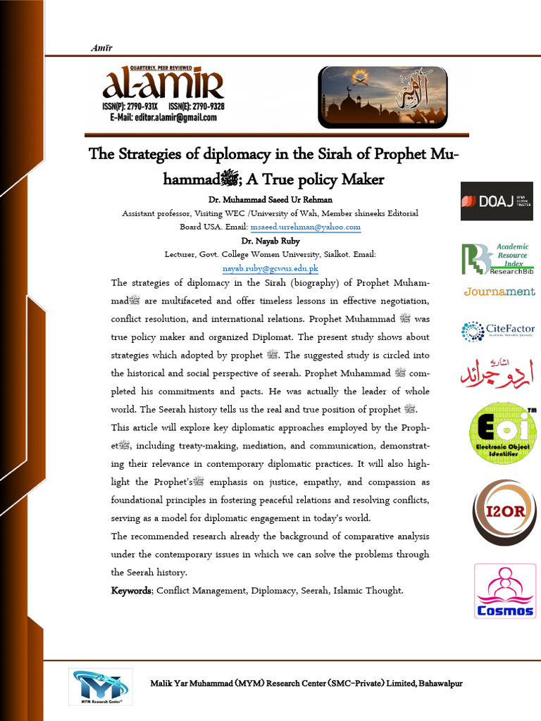 The Strategies of Diplomacy in The Sirah of Prophet Mu-Hammad A True Policy Maker | PDF ...