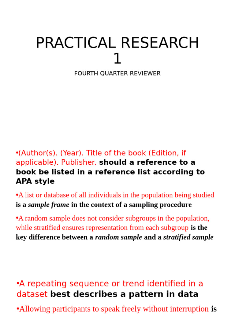 PR1 4TH QRT Reviewer | PDF | Methodology | Data