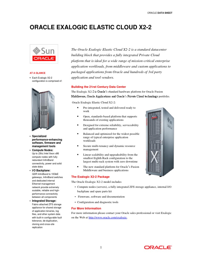 Exalogic Elastic Cloud x2 2 Ds 1367805 | PDF | Solid State Drive | Cloud Computing