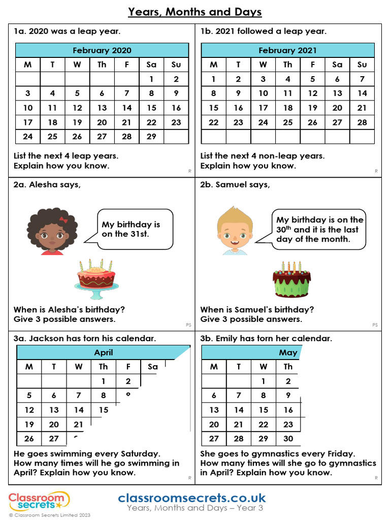 Leap Years and Monthly Activities Guide | PDF