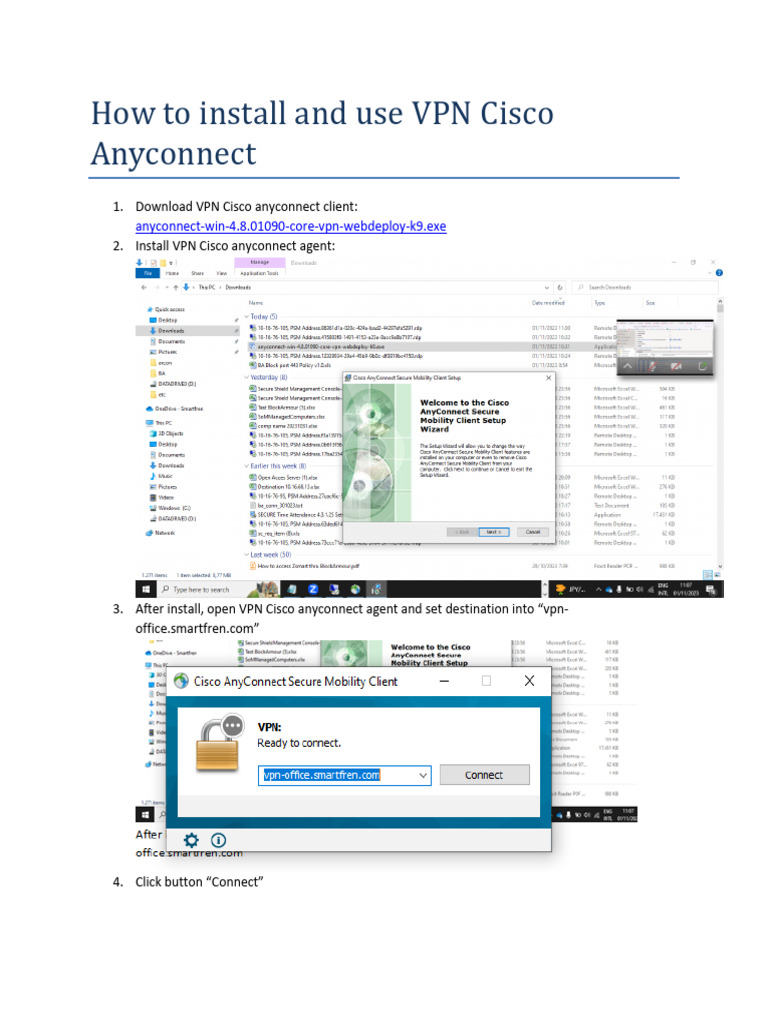 How To Install and Use VPN Cisco Anyconnect | PDF