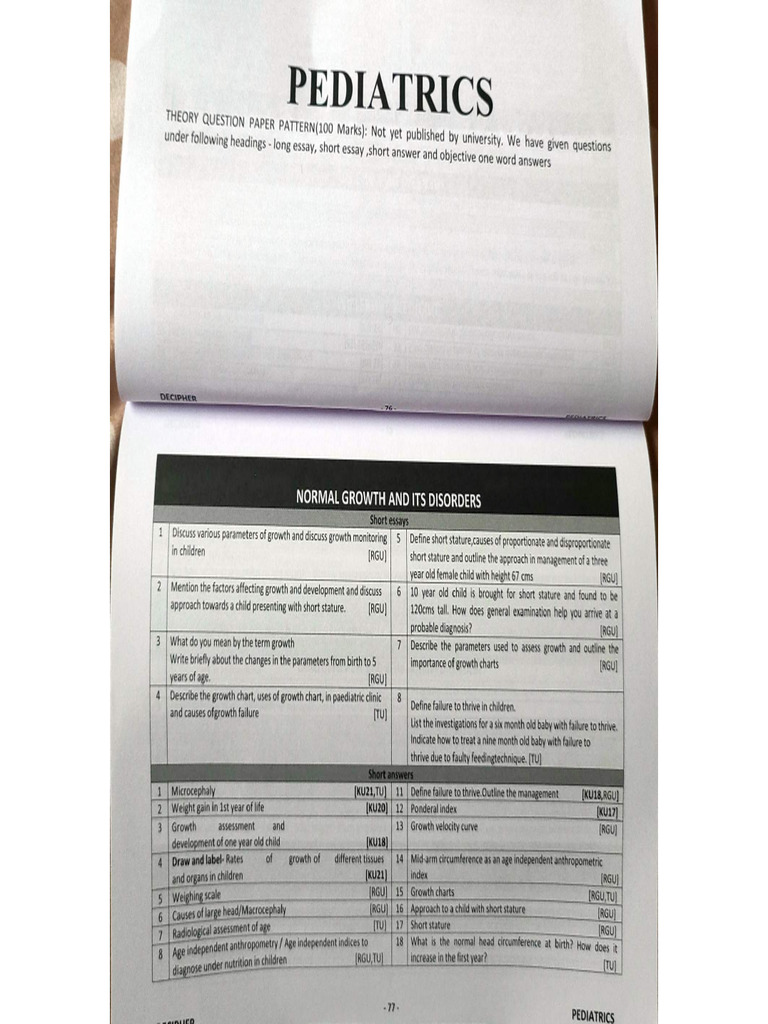 Decipher Paediatrics | PDF