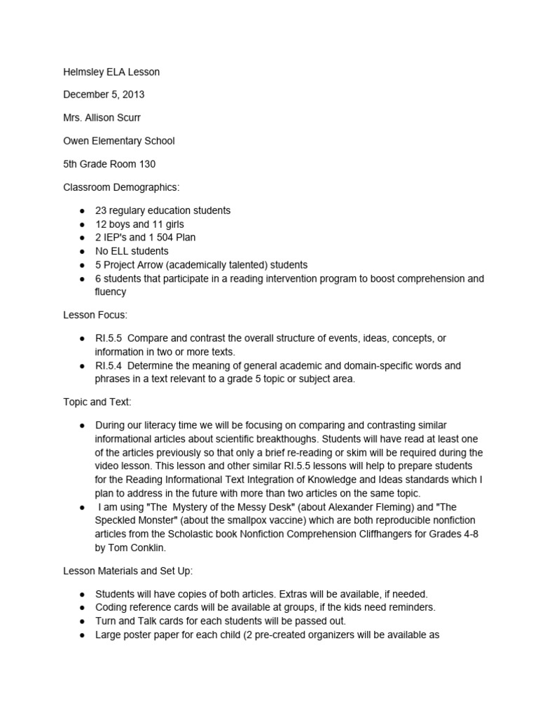 Lesson Plan - Annotation and Integration (Scurr) | PDF | Inoculation ...