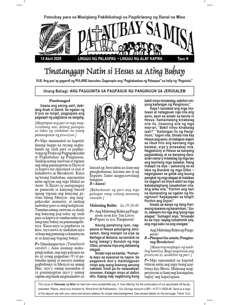 Sambuhay Linggo NG Palaspas | PDF