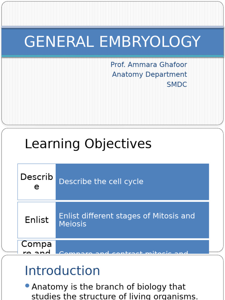 General Embryology Cell Division | PDF | Mitosis | Meiosis