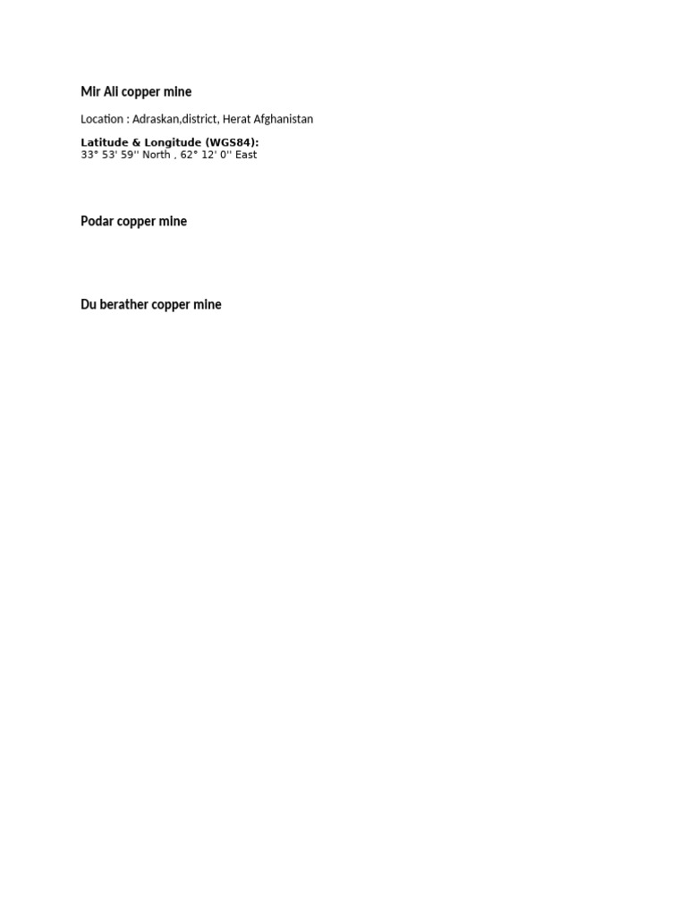 Herat Copper Mines | PDF
