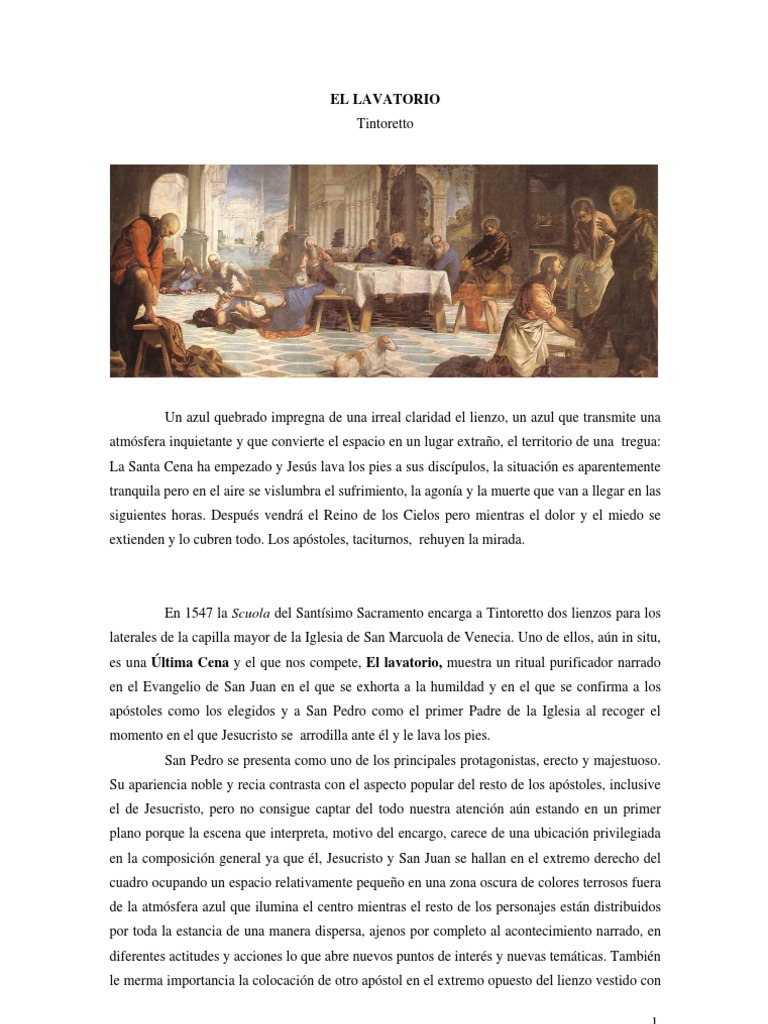El Lavatorio Tintoretto | PDF | Pinturas | Perspectiva (Gráfica)