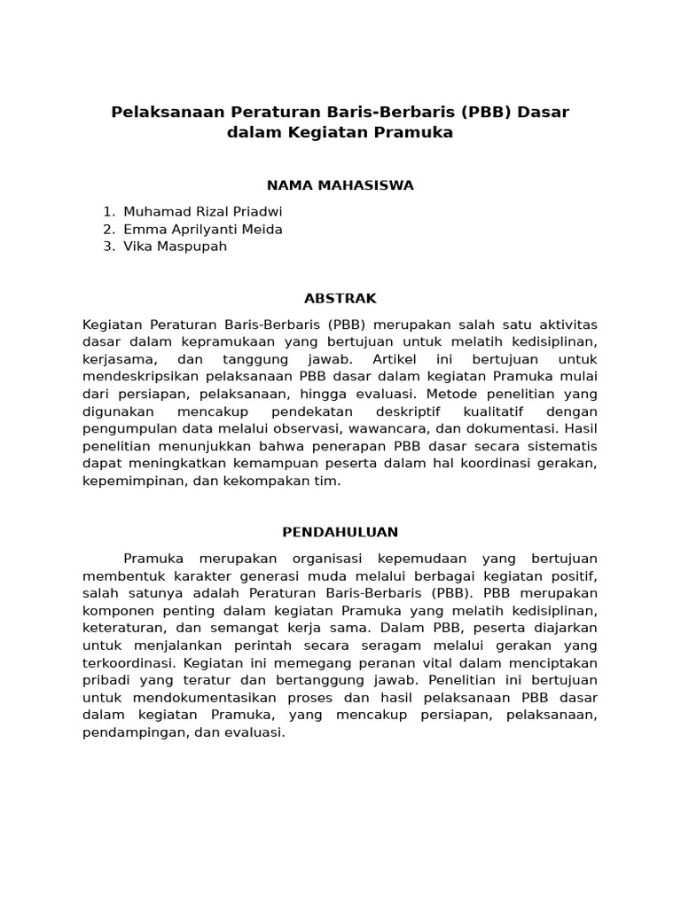 Laporan Kegiatan Pramuka PBB | PDF