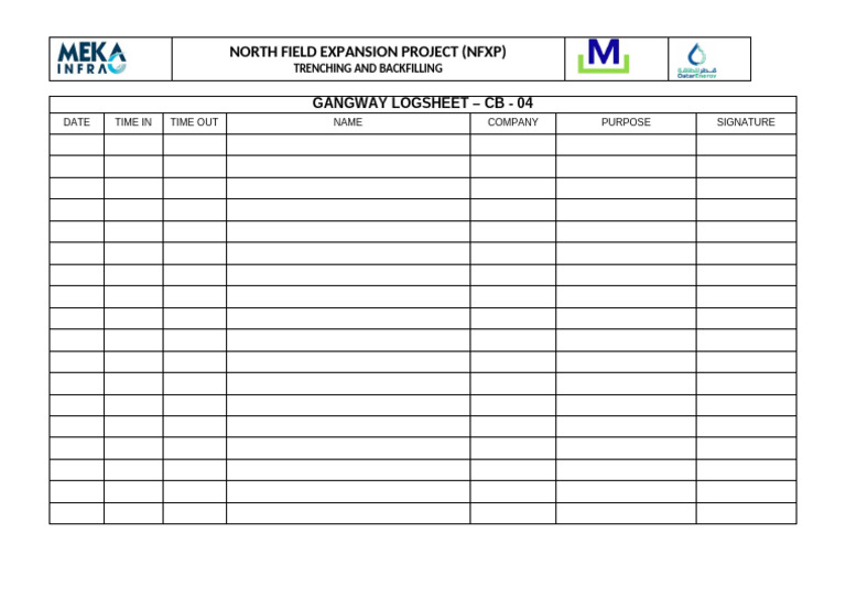 Gangway Logsheet | PDF