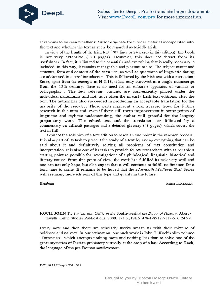 Tartessian Celtic in the South-west at the Dawn of History | PDF