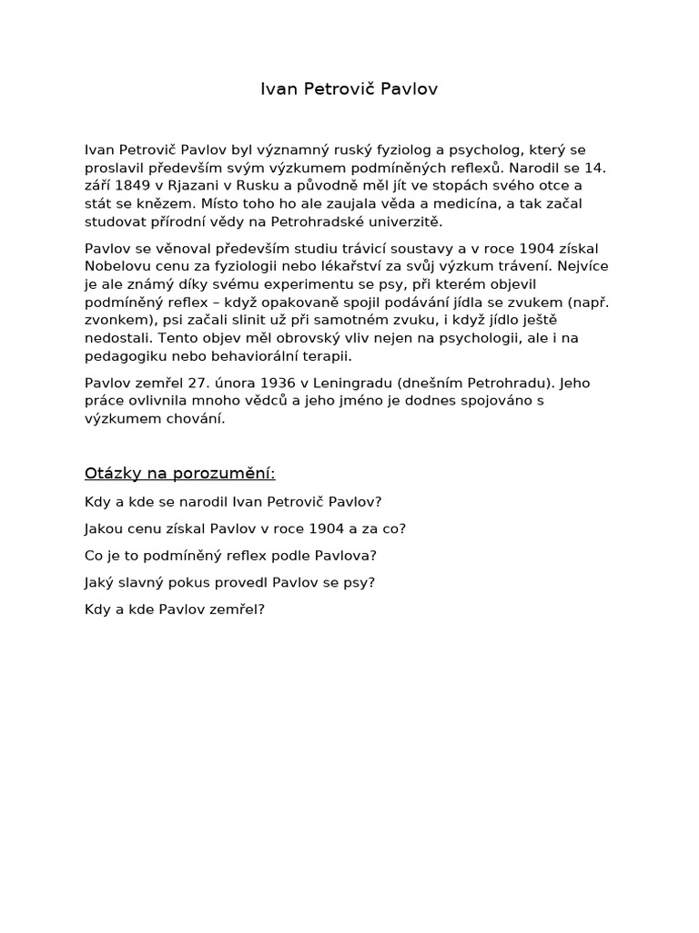 Ivan Petrovič Pavlov | PDF
