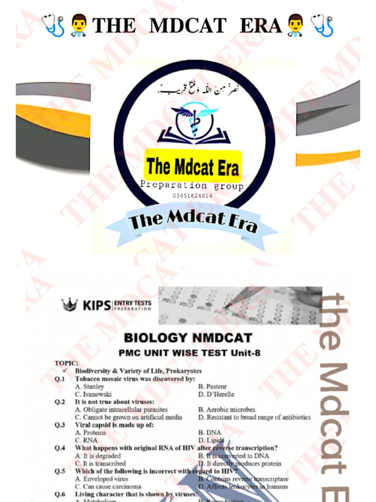 The Mdcat Era (Virus) MCQ | PDF