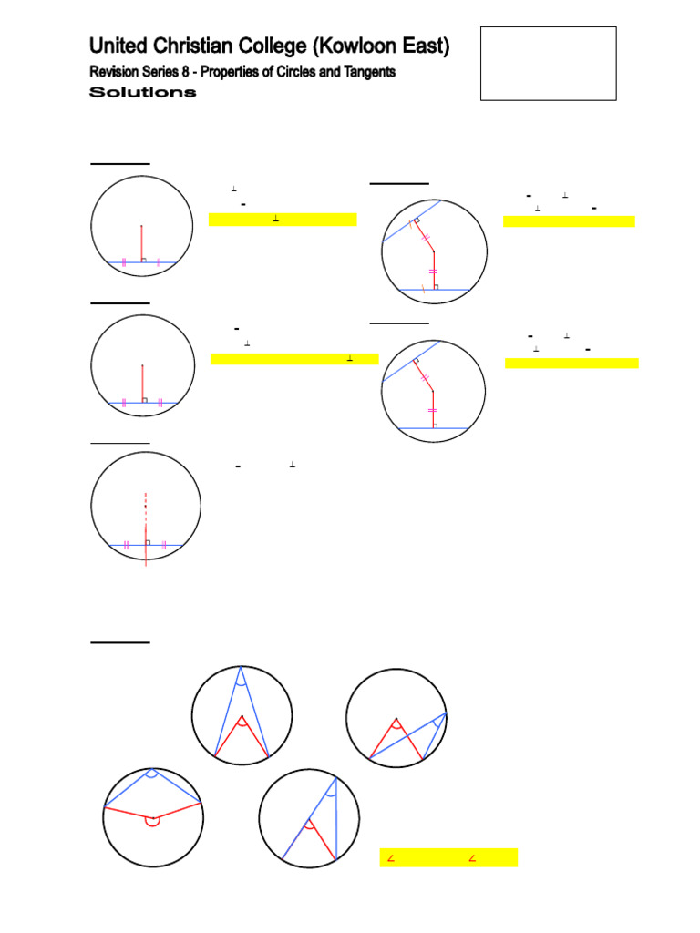Revision Series 8 - Circles-Solution | PDF | Circle | Euclidean Plane ...