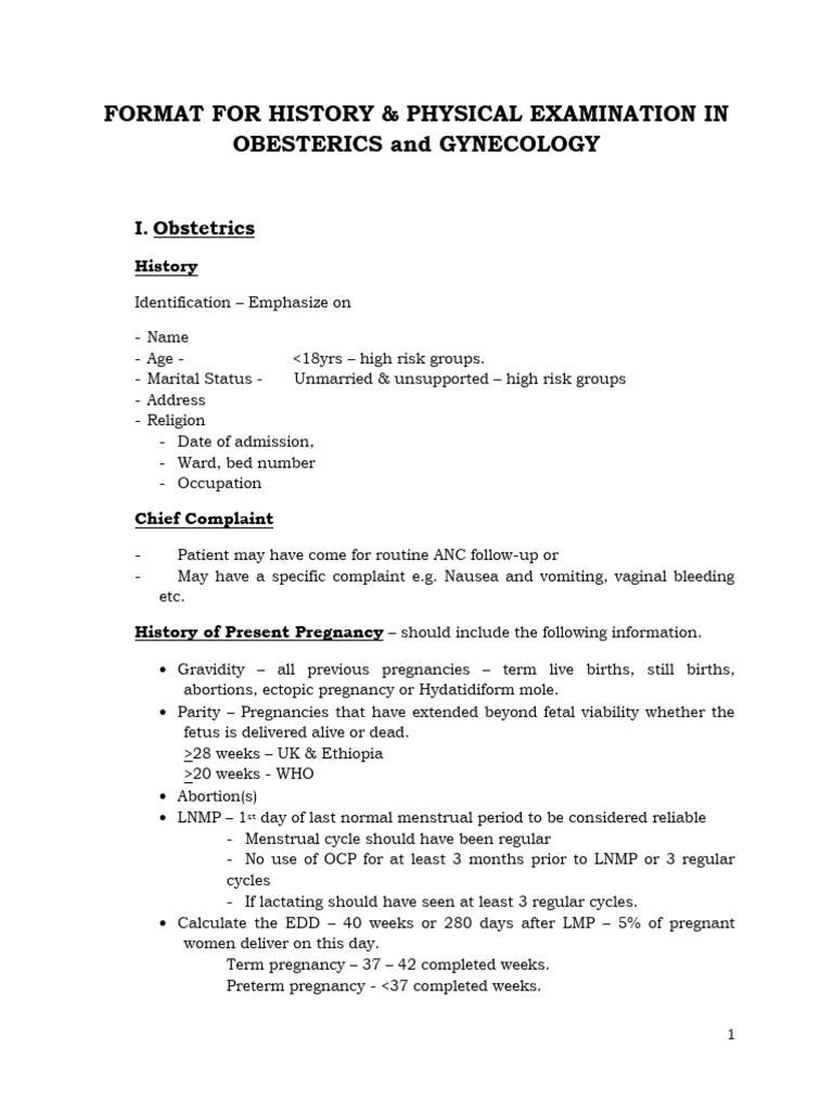 HX Taking Obsgyne and Phyl Exam | PDF | Menstruation | Pregnancy