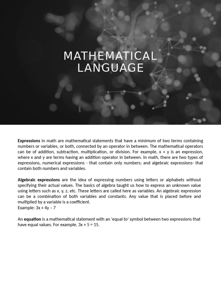 Mathematical Language | PDF