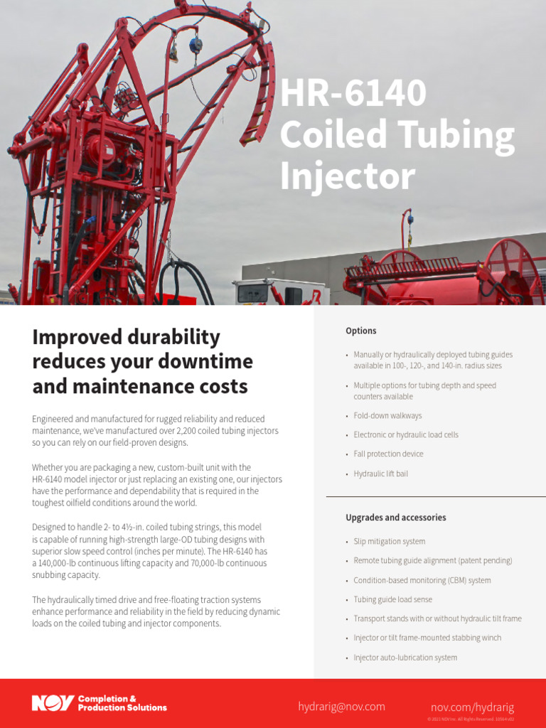 Hydra Rig HR 6140 Coiled Tubing Injector Data Sheet | PDF ...