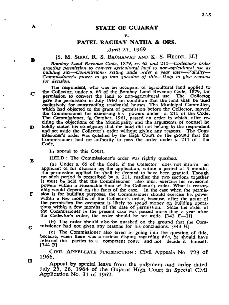 State of Gujarat - Patel Raghav Natha & Ors. - 1701752484 | PDF | Judiciaries | Public Law