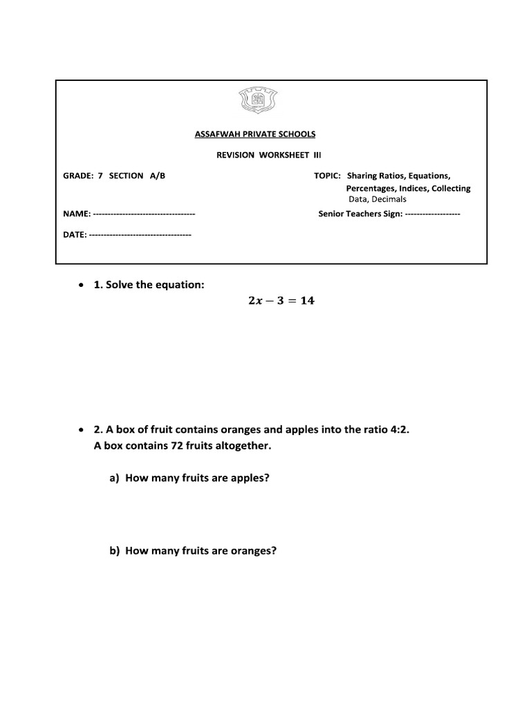 Revision sheet | PDF