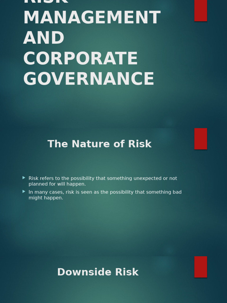 Risk Management and Corporate Governance | PDF | Internal Control | Risk