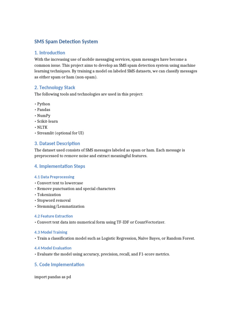SMS Spam Detection Project | PDF