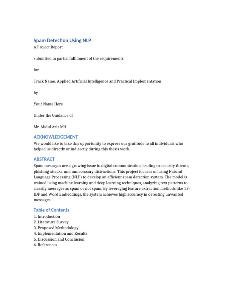 Spam Detection NLP Project | PDF | Email Spam | Deep Learning
