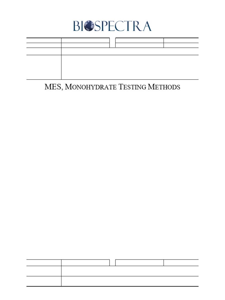 MES Monohydrate QC Testing Procedures | PDF | Assay