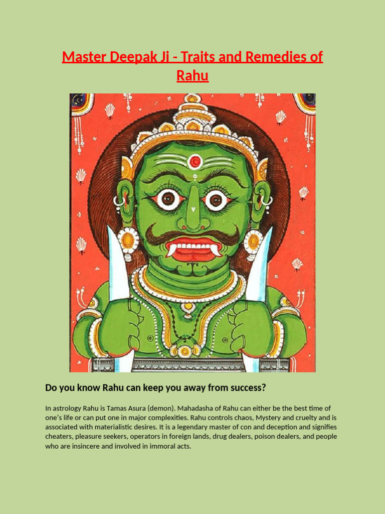 Master Deepak Ji Traits and Remedies Of | PDF