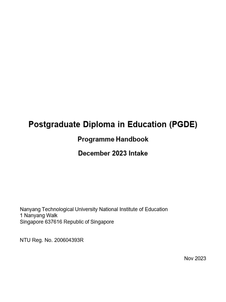 Pgde Handbook Dec 2023 | PDF | Learning | Teachers