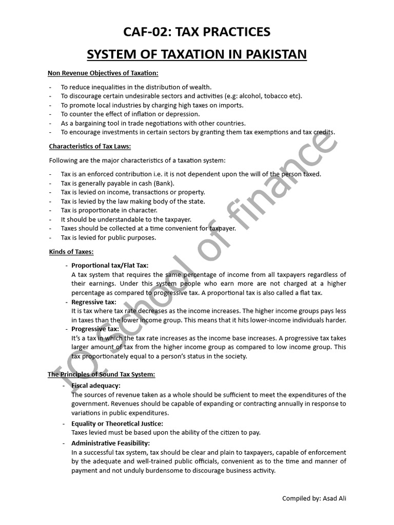 Income Tax Theory Portion (Summary Notes) by Sir Asad Ali | PDF | Taxes ...