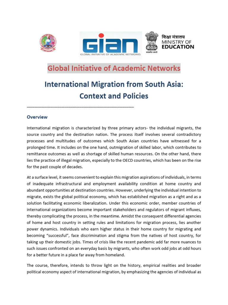 Brochure GIAN Migration-1 | PDF | Human Migration | Immigration