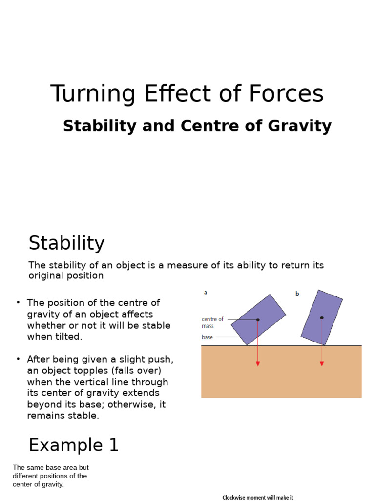 Stability and Center of Gravity Explained | PDF | Weight | Center Of Mass