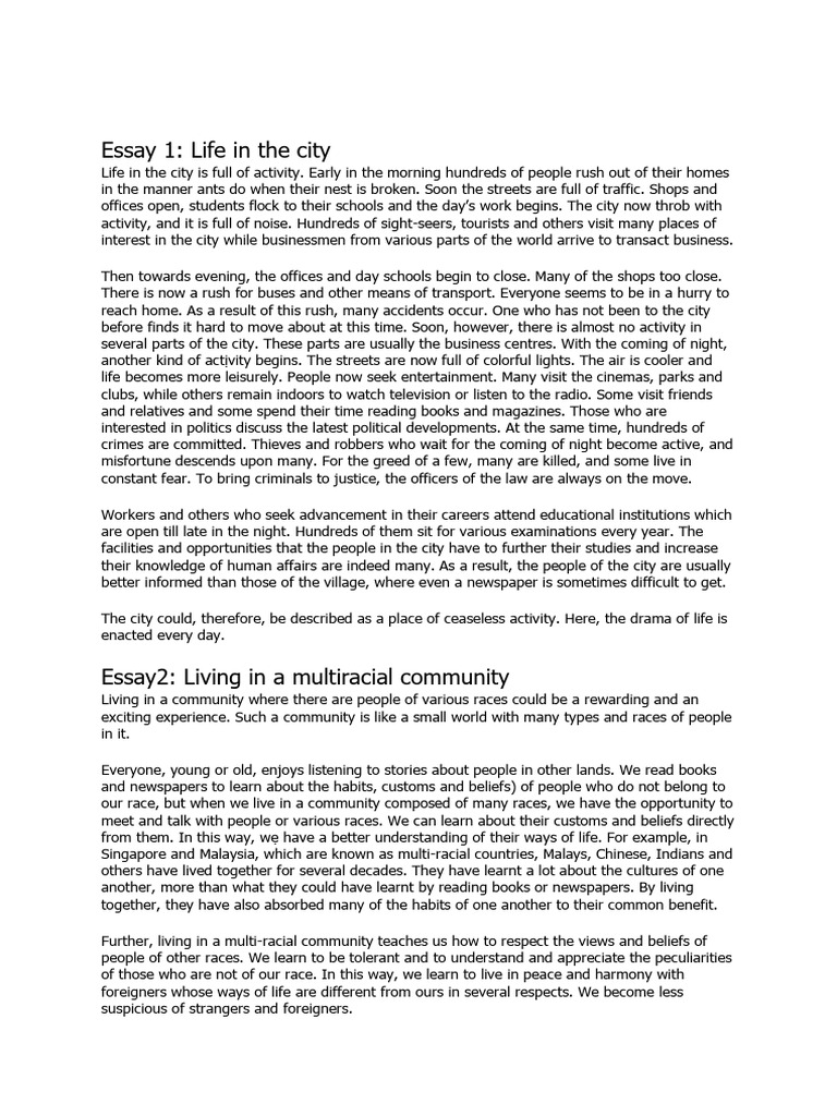 Essay 1: Life in The City | PDF | Knowledge | Libraries