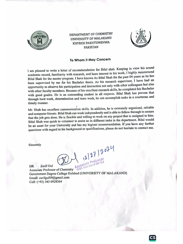 Zarif Recommendations | PDF