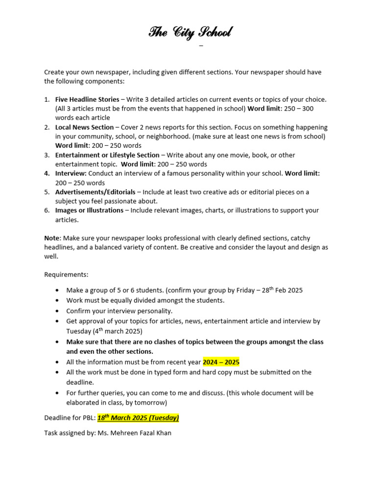 PBL Project Based Learning Term 2 | PDF