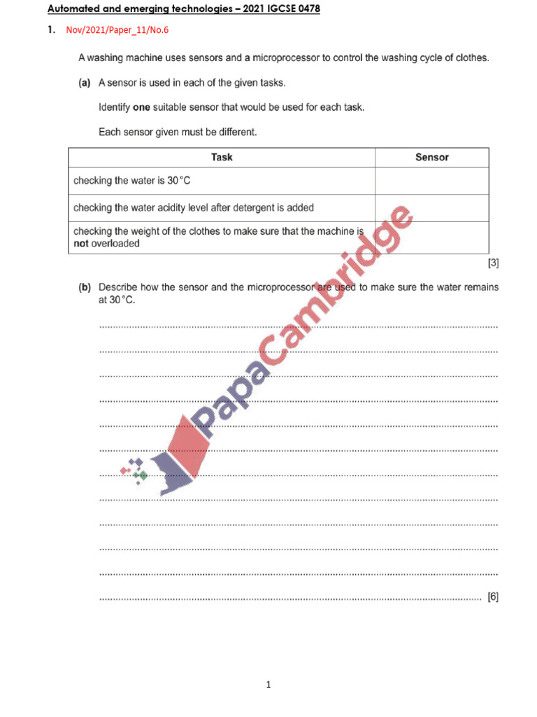 2021 Automated and Emerging Technologies IGCSE 0478 | PDF