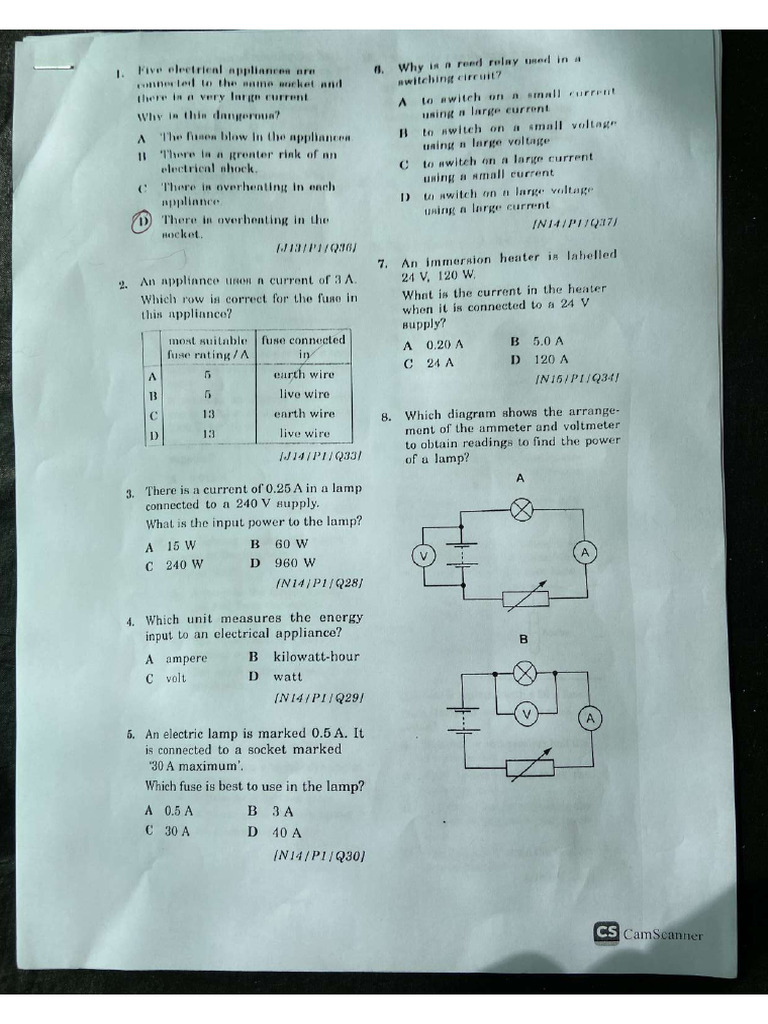 Physics Electric Circuit p1/p1 Worksheets | PDF