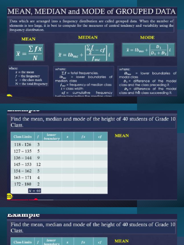 Stats Central Tendency Grouped Data | PDF