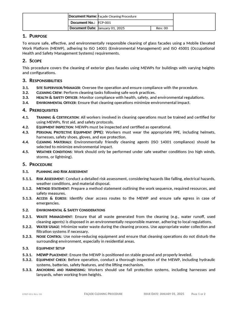 Façade Cleaning Procedure Overview | PDF | Occupational Safety And ...